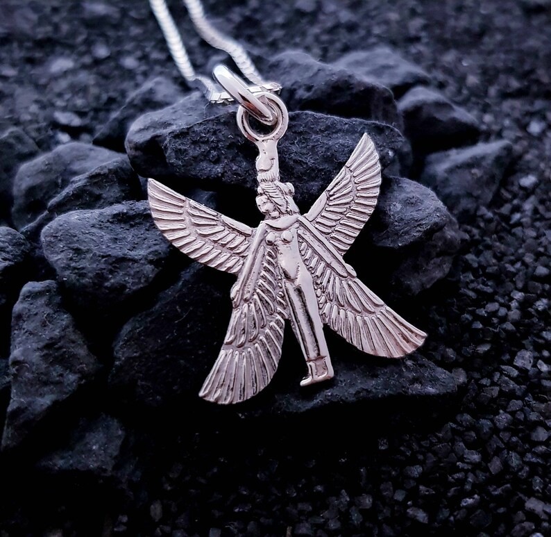 Isis Necklace, Sterling Silver Winged Isis Necklace, Goddess Isis ...