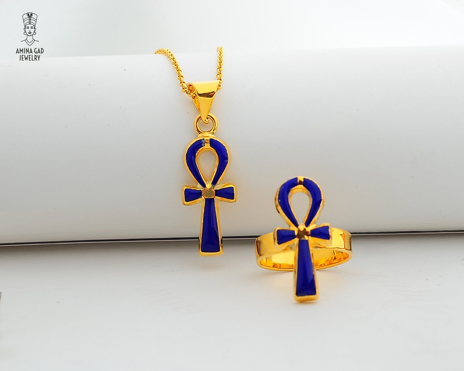 Gold Ankh Ring and Necklace Ankh Set 14k Gold Vermeil Over - Etsy