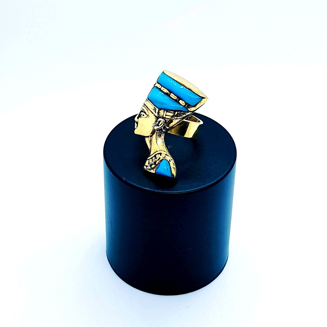 Gold Nefertiti Ring, 14k Gold Vermeil Over Sterling Silver, Turquoise ...