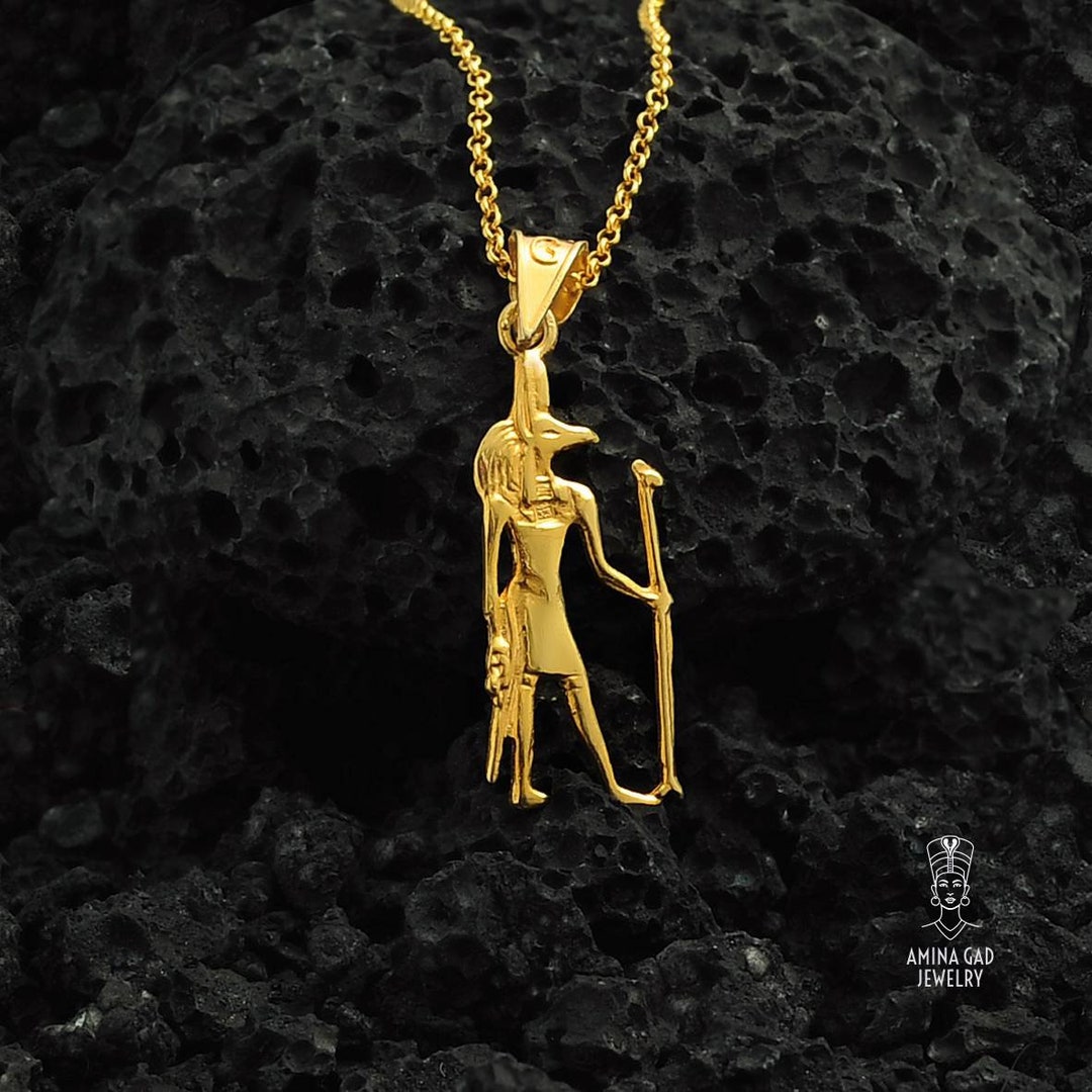 Gold Anubis Necklace, 14k Gold Vermeil Over Sterling Silver, Anubis ...