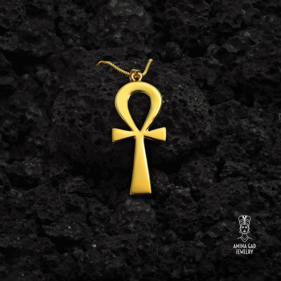 Gold Ankh Necklace 14k Gold Plated Sterling Silver Egyptian - Etsy