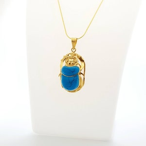 Turquoise Scarab Pendant: 14k Gold Vermeil Egyptian Beetle Necklace - Etsy