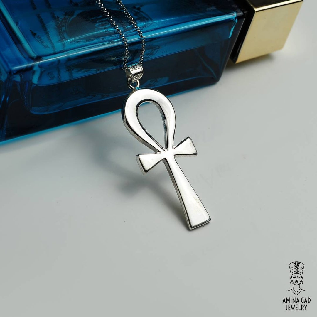 Large Ankh Necklace, Sterling Silver Ankh Pendant, Key of the Life ...