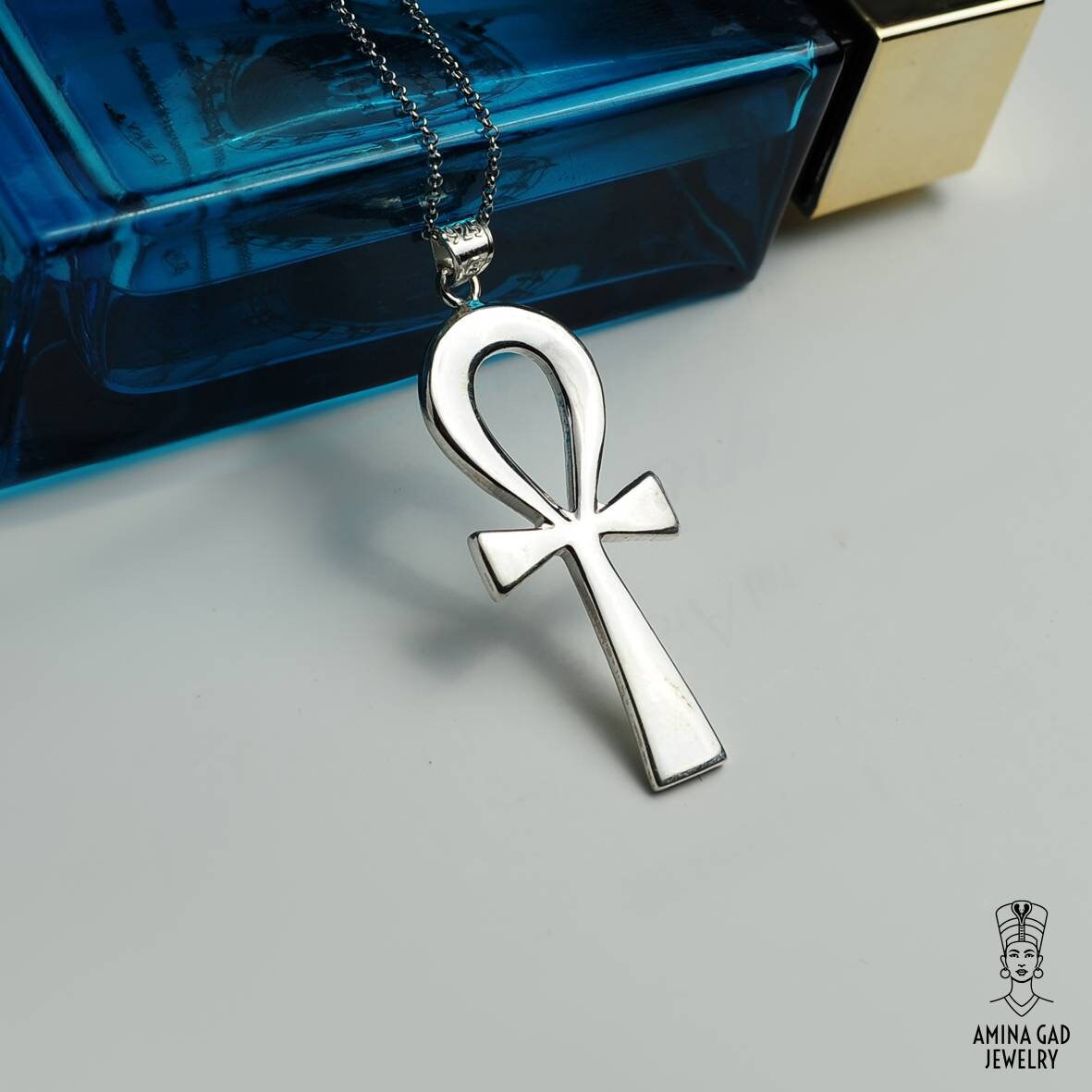 Large Ankh Necklace, Sterling Silver Ankh Pendant, Key of the Life ...
