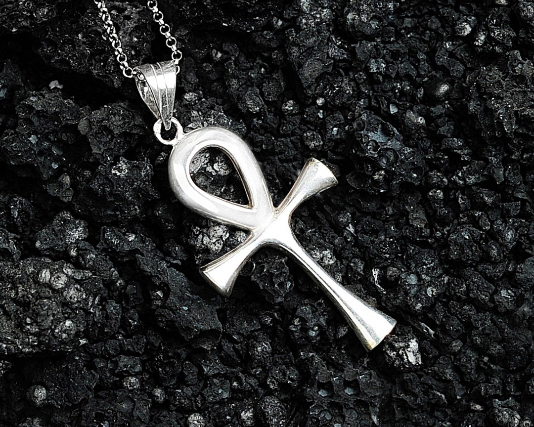 Sterling Silver Ankh Necklace, Egyptian Key of Life Pendant - Etsy