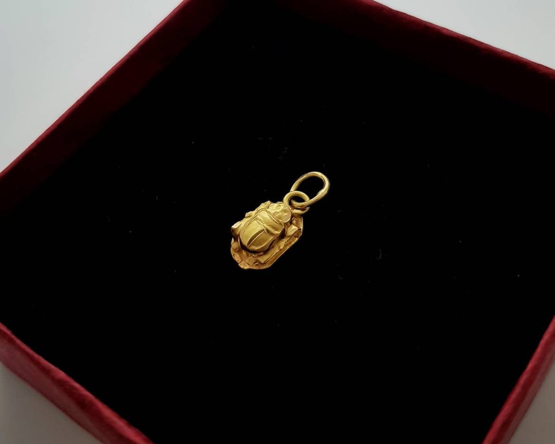 18k Solid Gold Scarab Pendant, Double-sided Scarab, Ancient Egyptian ...