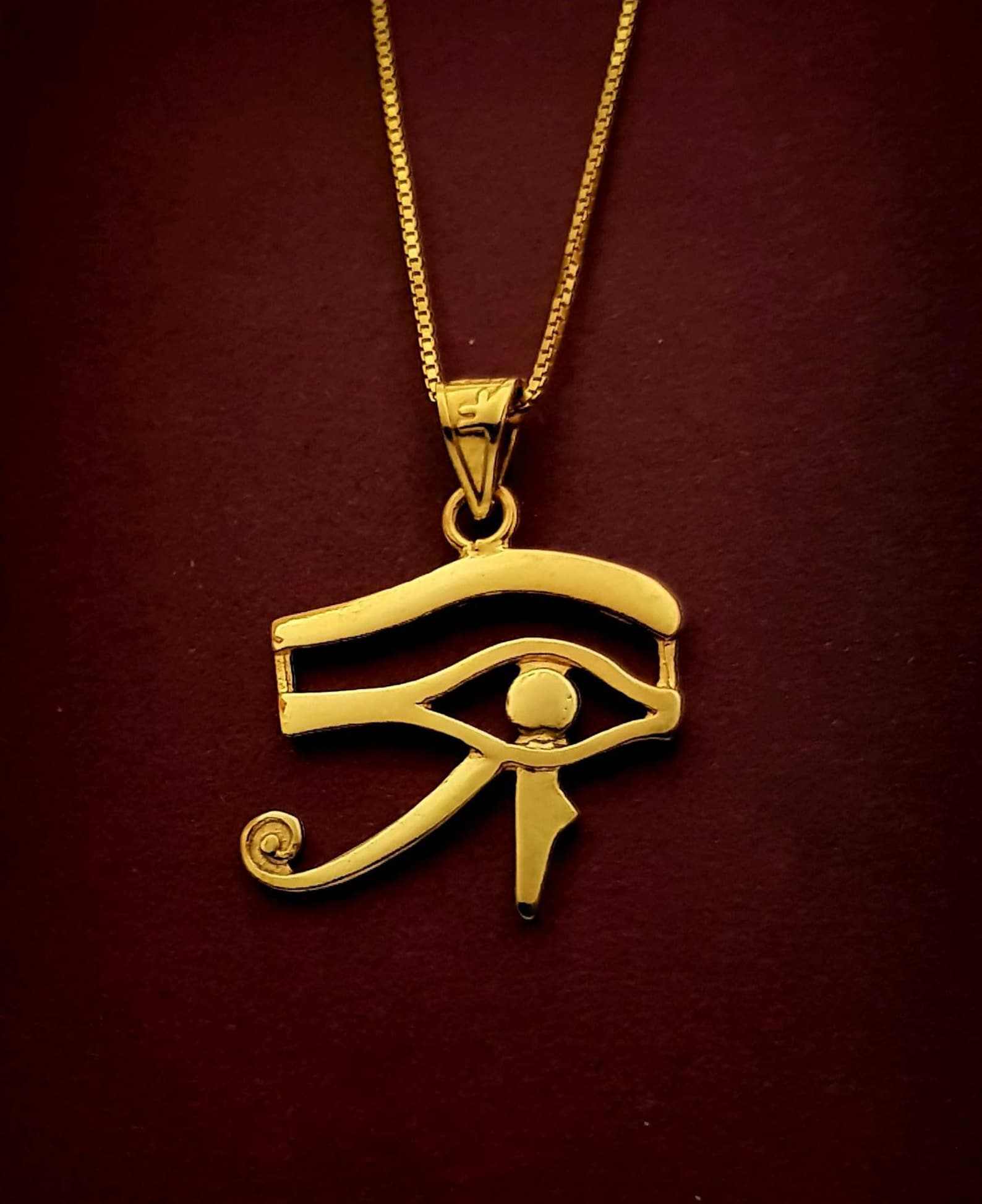 Medium Gold Eye of Horus Necklace, 14k Gold Vermeil Over Sterling ...