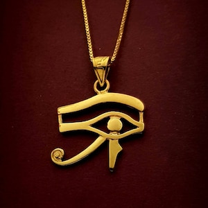 Large Gold Eye of Horus Pendant, 14k Vermeil Sterling Silver, Egyptian ...