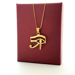 Large Gold Eye of Horus Pendant, 14k Vermeil Sterling Silver, Egyptian ...