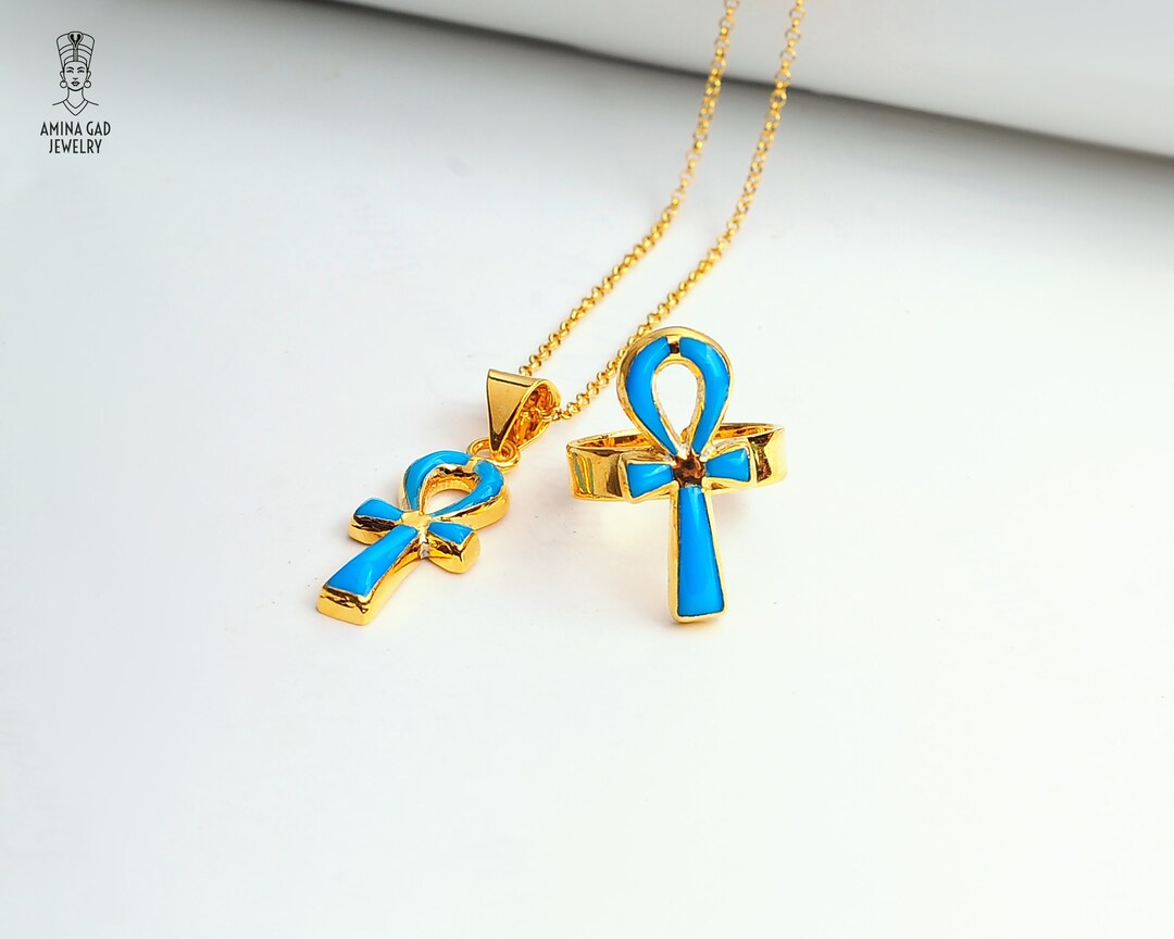 Gold Ankh Set, Ankh Set 14k Gold Vermeil Over Sterling Silver ...