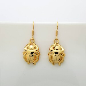 Gold Royal Scarab Earrings, Egyptian Scarab Beetle, 14k Gold Vermeil ...