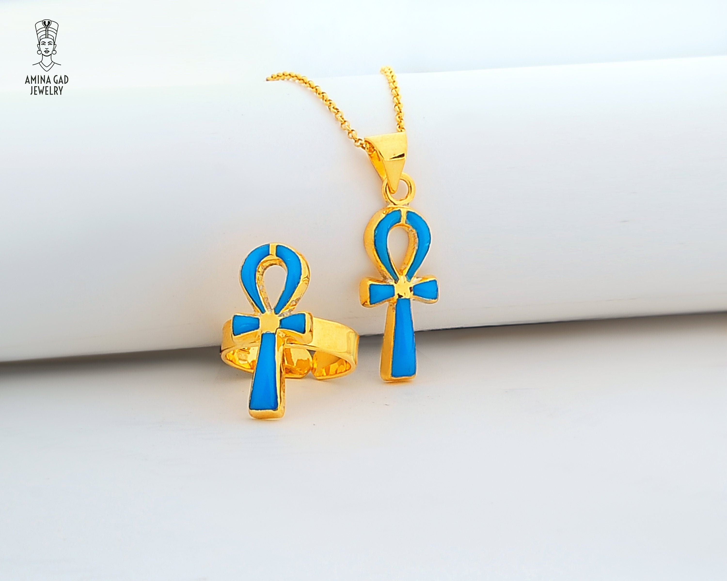 Gold Ankh Necklace And Ring Ankh Set 14k Gold Vermeil over | Etsy