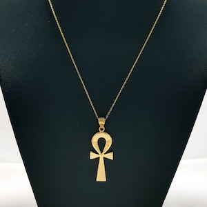 Gold Ankh Necklace, 14k Gold Vermeil Sterling Silver Ankh Necklace, Key ...