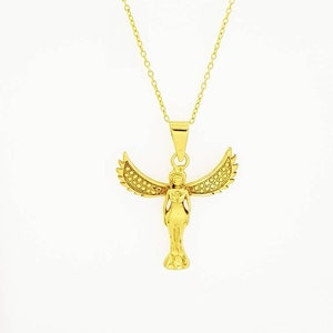 Winged Goddess Isis Pendant, 14k Gold Vermeil Over Sterling Silver ...