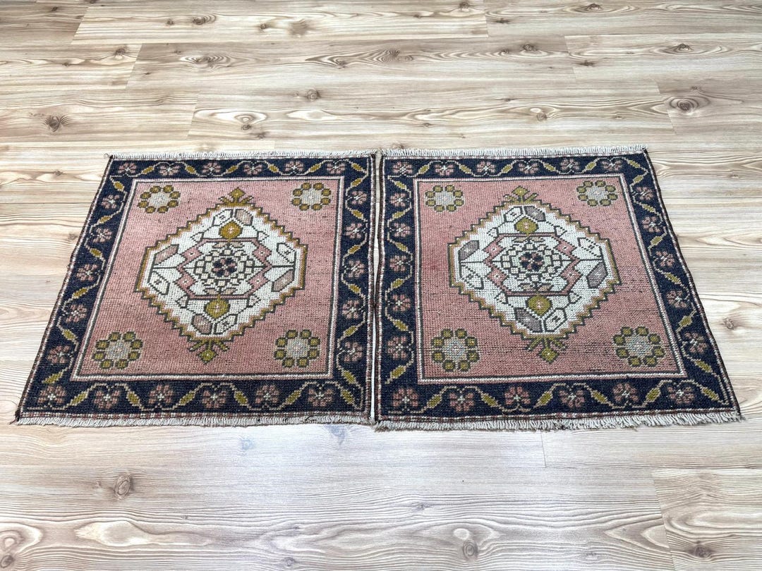 Antique 2x2 Oushak Rugs,small Size Oushak Twin Rugs,2x2 Set of 2 ...