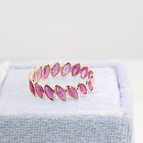 Aiyana Pear Shaped Ruby Bezel Set Full Eternity Ring 14K - Etsy