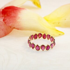 Aiyana Pear Shaped Ruby Bezel Set Full Eternity Ring 14K Yellow Gold ...