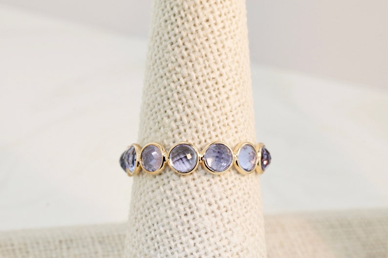Aiyana Tanzanite Round Checker Cut Eternity Ring Bezel Set | Etsy