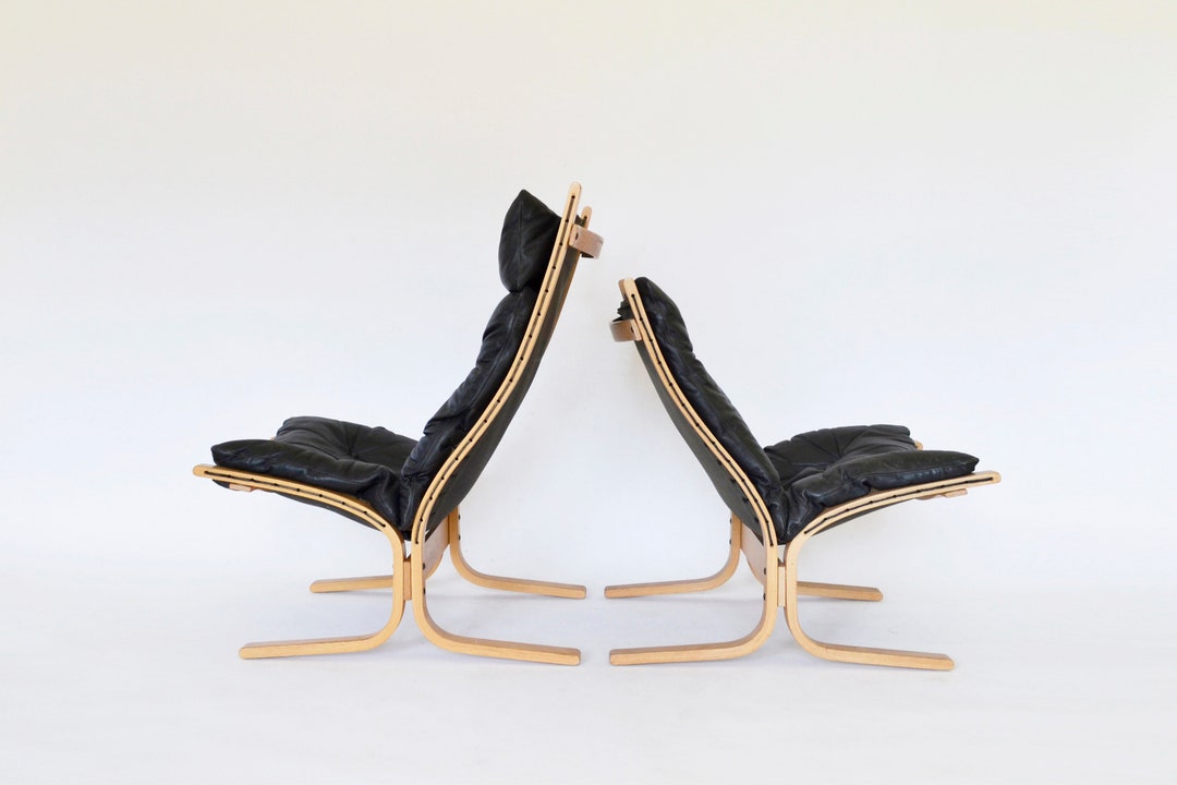 Vintage Plywood Leather Lounge Siesta Chairs Ingmar Relling Westnofa ...