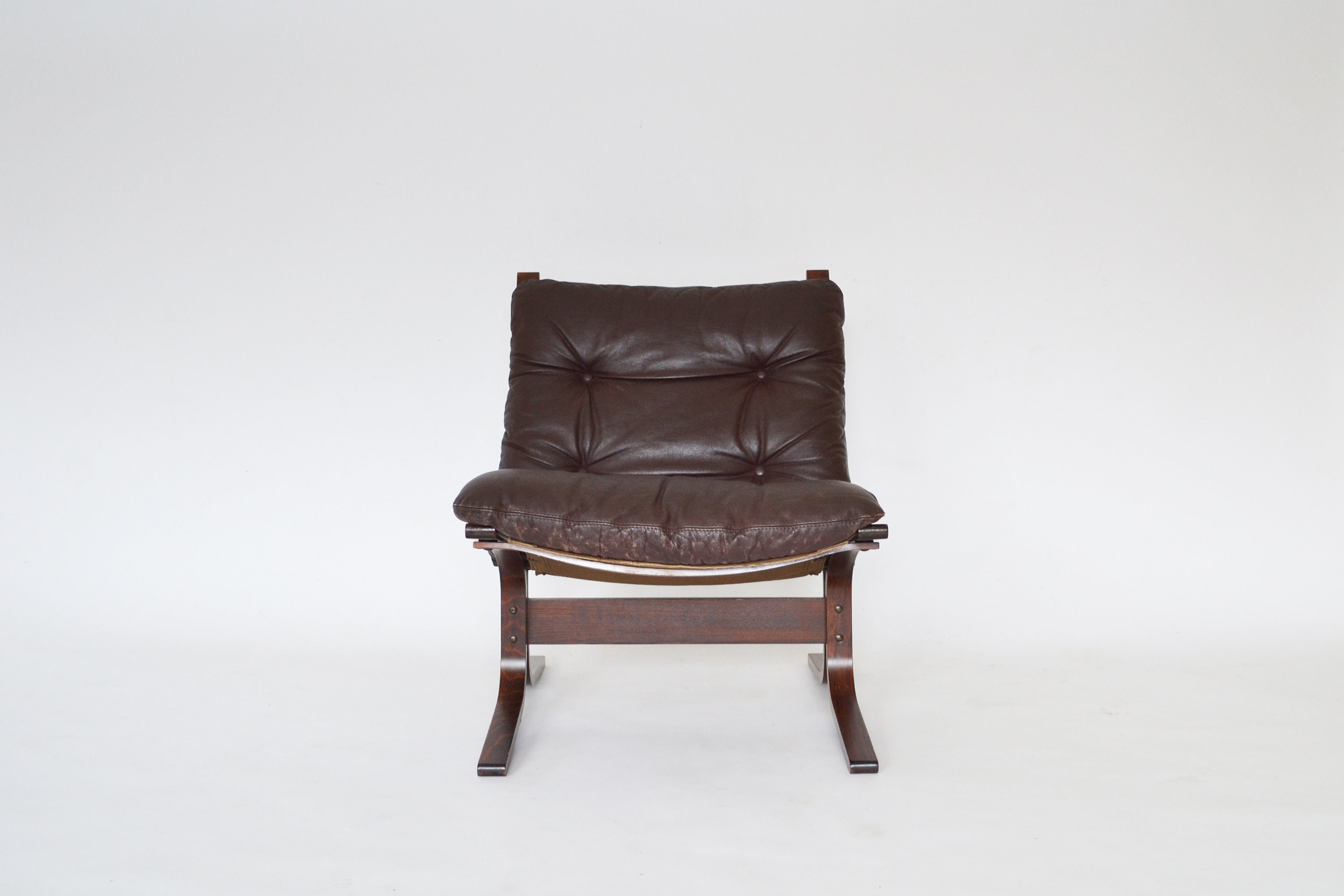 Vintage Dark Brown Leather Plywood Siesta Chair Ingmar Relling Westnofa ...