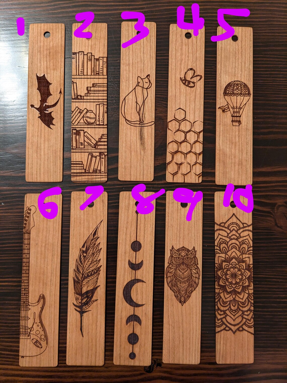 Cherry Handmade Wooden Bookmark - Narrow - Etsy