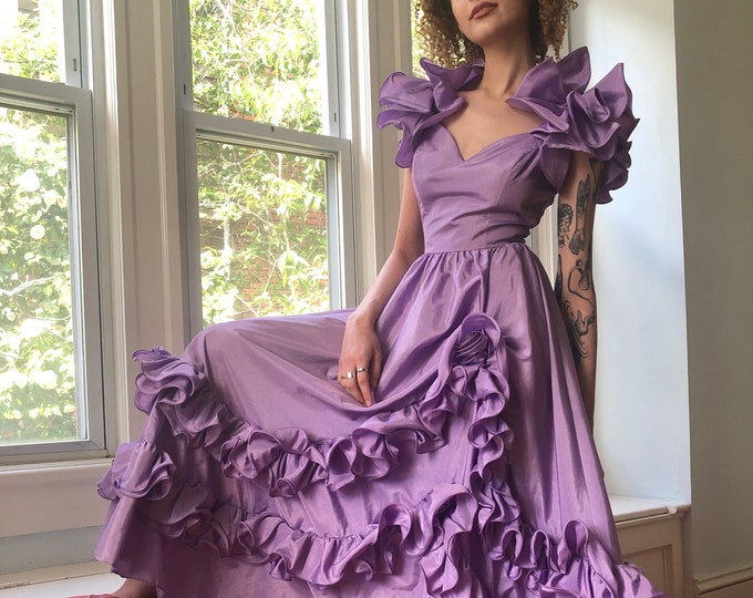 80's Vintage Footloose Dress Disco Prom Gown With Ruffles - Etsy