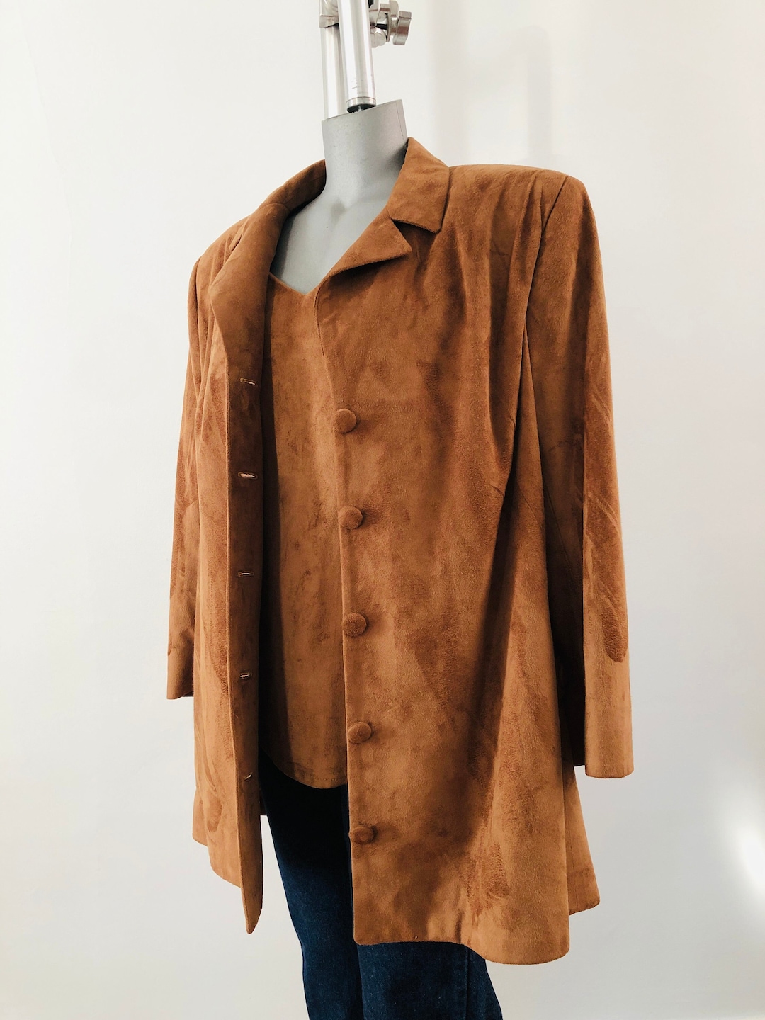 70's Oversized Tan Ultrasuede Jacket & Shirt 2 Piece Set Vintage ...