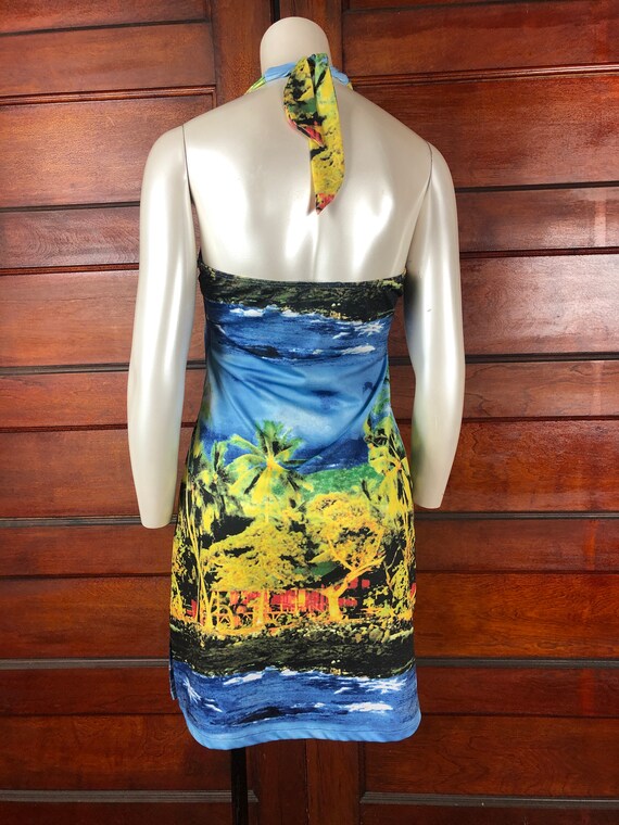 90s Vintage Digital Pic Dress Paradise Island Beach L… - Gem