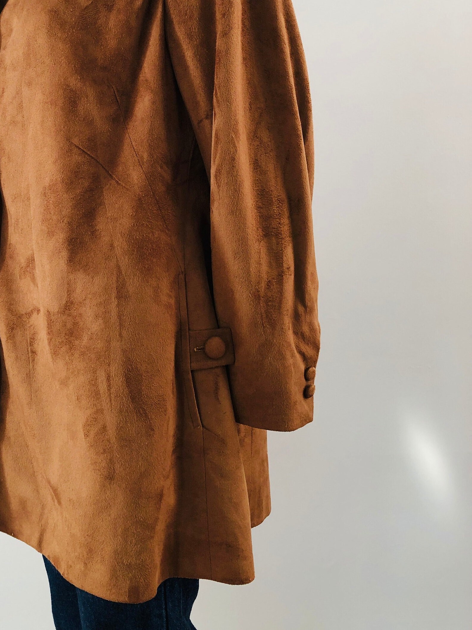 70's Oversized Tan Ultrasuede Jacket & Shirt 2 Piece Set Vintage ...