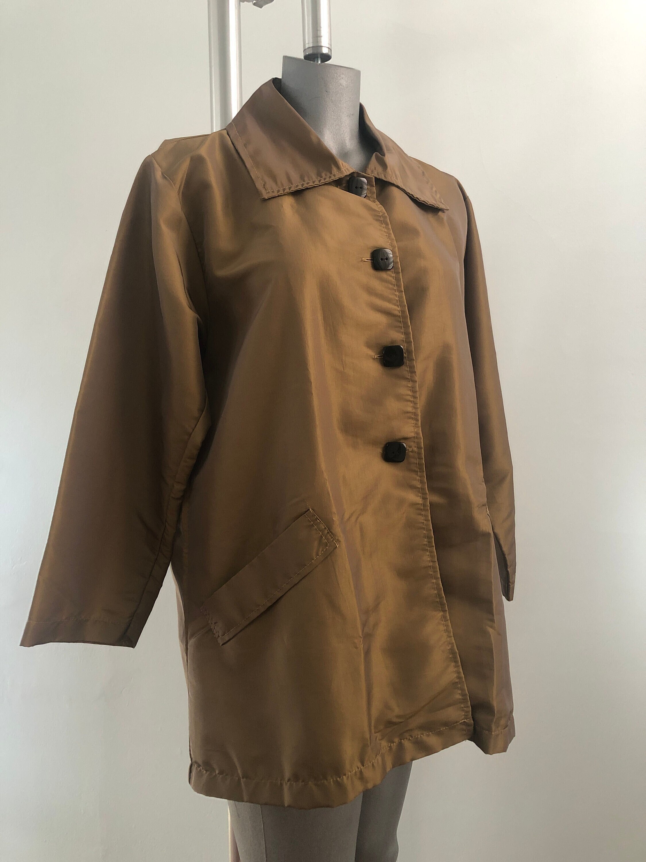 80's Vintage Metallic Bronze Minimalist Oversized Lightweight Jacket by ...