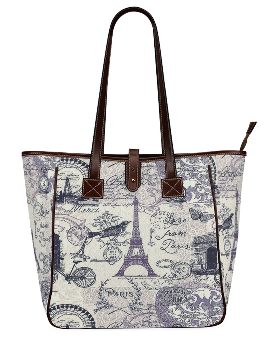 Paris Tote Bag ∙ Scenic Paris Pattern ∙ Commuter Bag ∙ Paris Travel Bag ...
