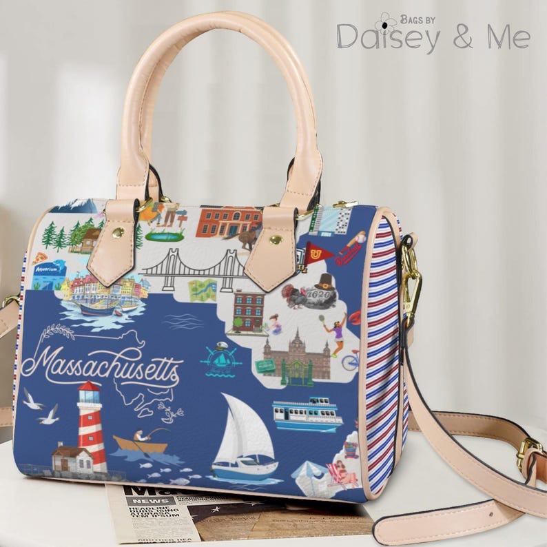 Massachusetts Map Satchel • Coastal Crossbody Bag • Cape Cod Islands ...