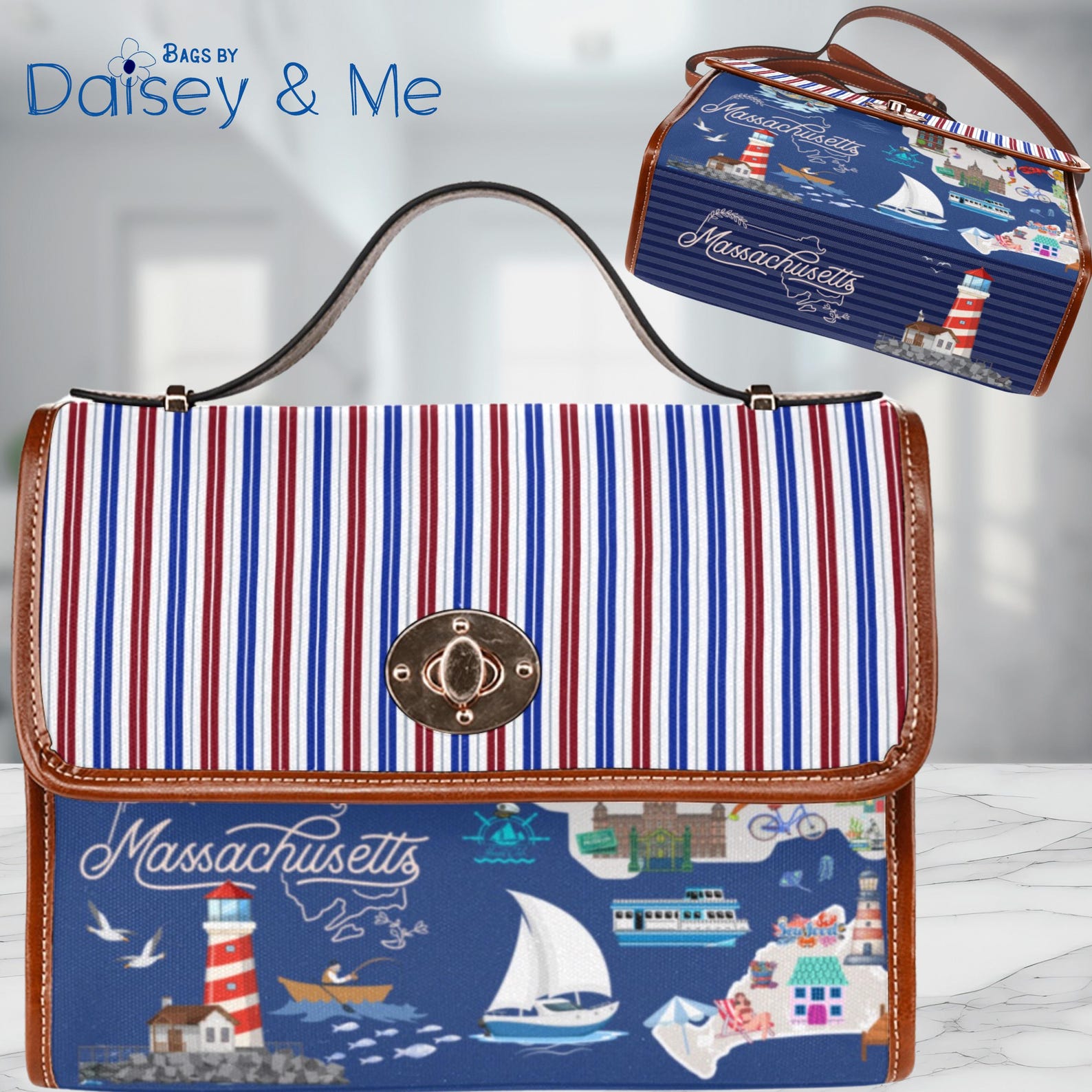 Massachusetts Map Satchel • Coastal Crossbody Bag • Cape Cod Islands ...