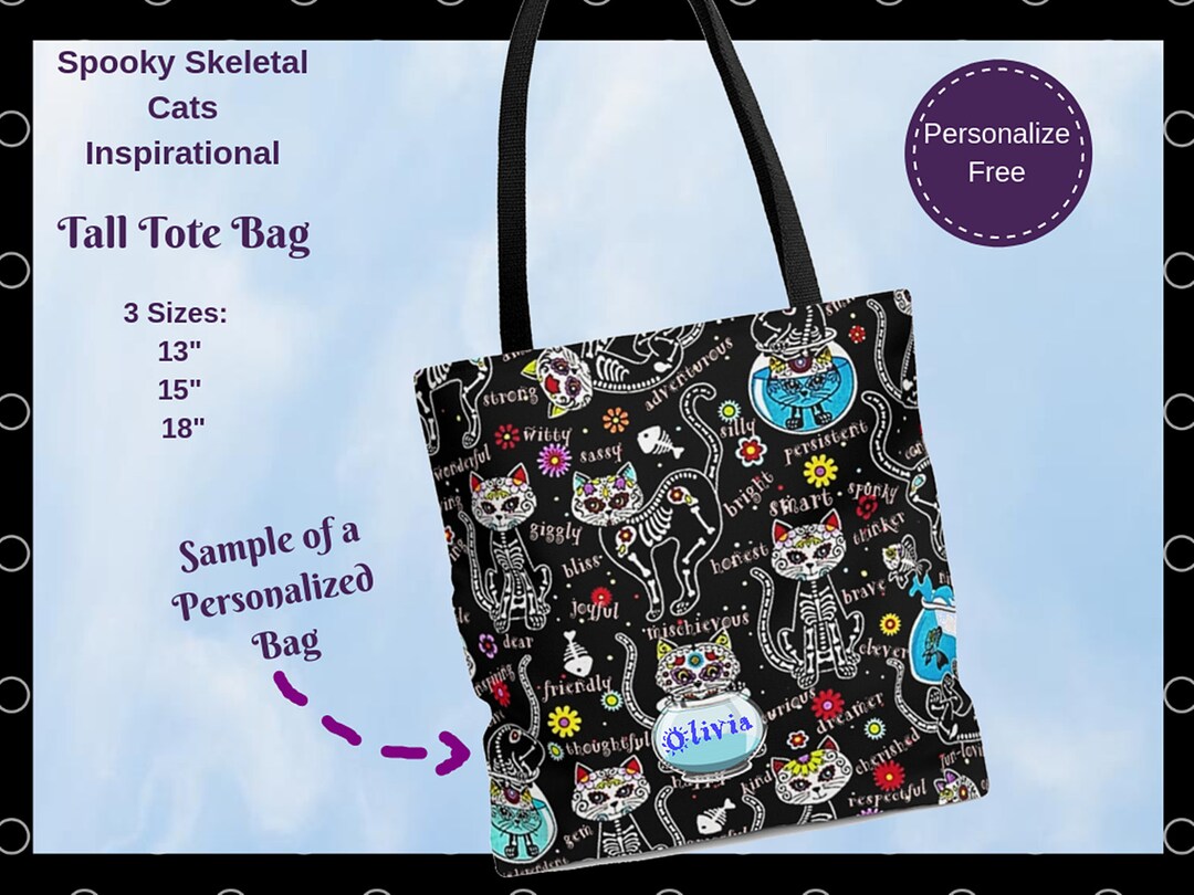 Sugar Skull Cat Tote Bag ∙ Skull Cat Tote ∙ Sugar Skull Cat Tote ∙ ...