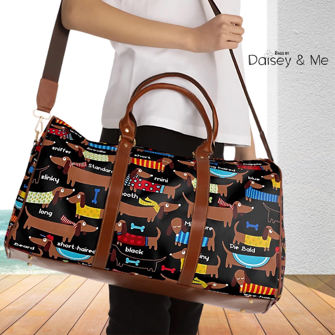 Dachshund Overnight Weekender • Mid Mod Atomic Dog Bags for School Work ...