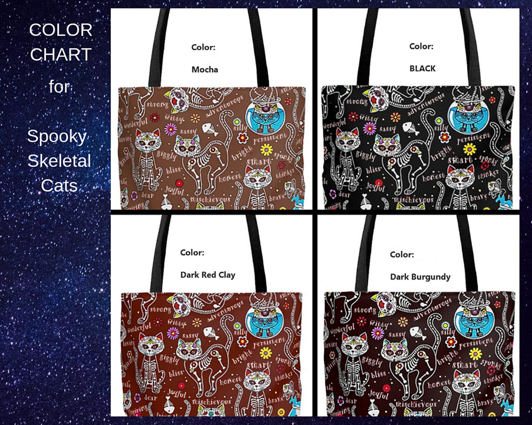 Sugar Skull Cat Tote Bag Skull Cat Tote Sugar Skull Cat | Etsy