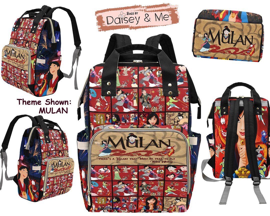 Princess Mulan Backpack Diaper Bag Warrior Princess Crossbody Bags for ...