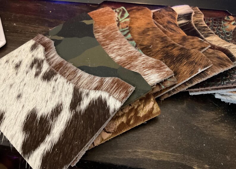 Cowhide and Leather Die Cut Shapes to Make Credit Card Holder or Wallet ...