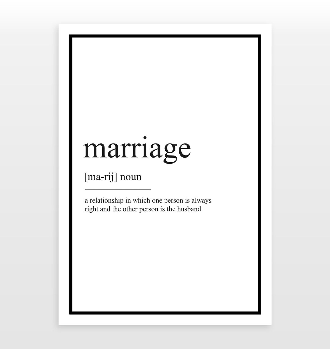Marriage Definition Print - Etsy