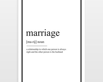 Marriage Definition Marriage Quotes Marriage Print Married Couples Gift ...