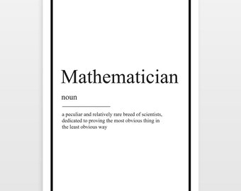 Mathematician Definition Print Maths Teacher Gift - Etsy UK