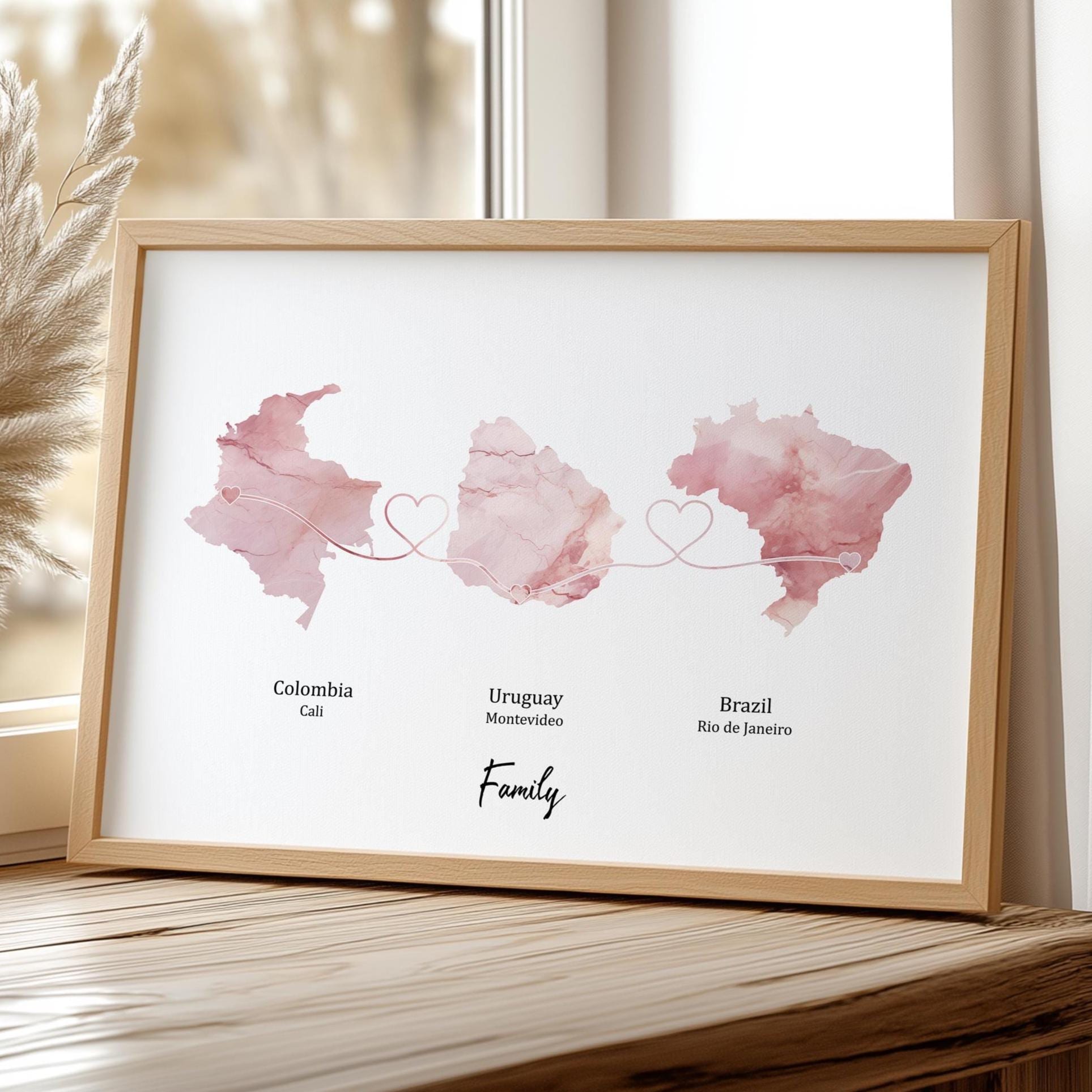 Custom Linked Locations Map Print | Personalised Journey Map ...