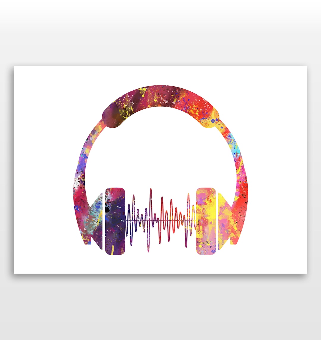 Headphone Poster - Earphone Print - Watercolour Print - Etsy