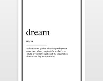 Dream Definition Print, Sign Language Wall Art, Printable Wall Art ...