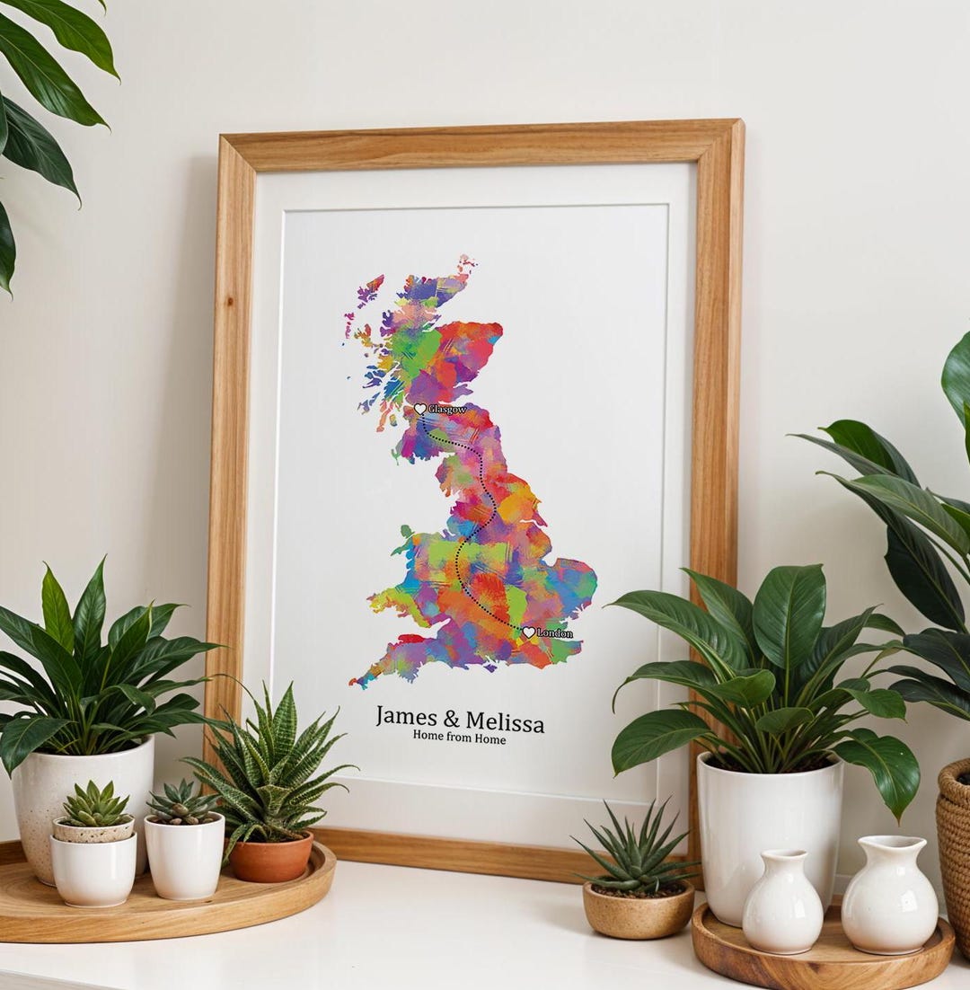 Personalised Map Print with linked locations Custom Travel Adventures ...
