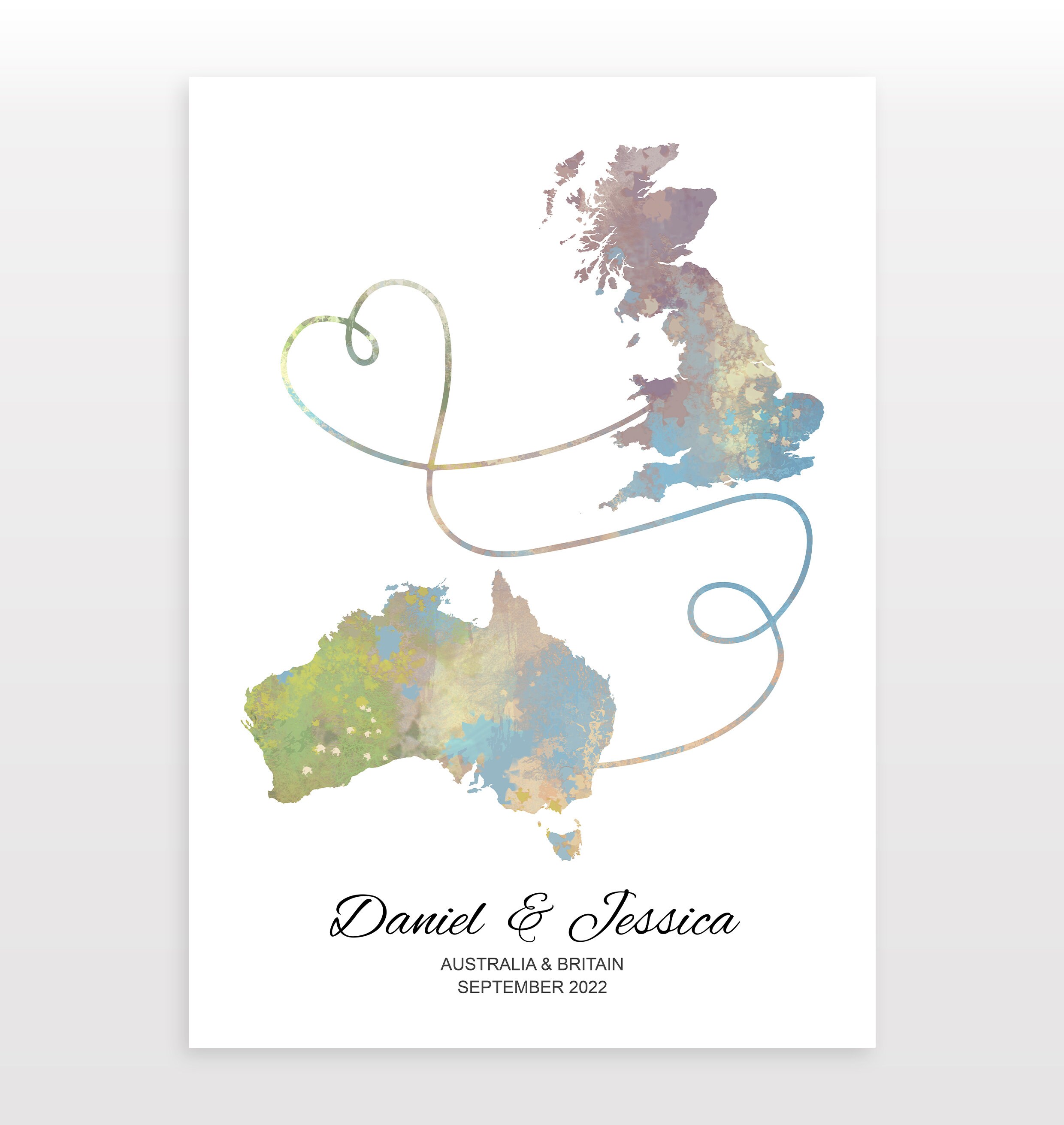 Customisable Map Art Personalised Map Print Select Two - Etsy