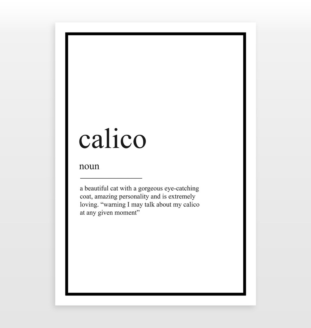 Calico Cat - Definition Print - Etsy