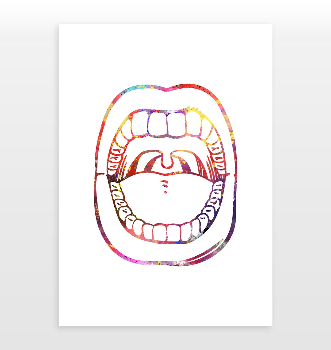 Human Mouth Poster - Dental Print - Watercolour Print - Etsy