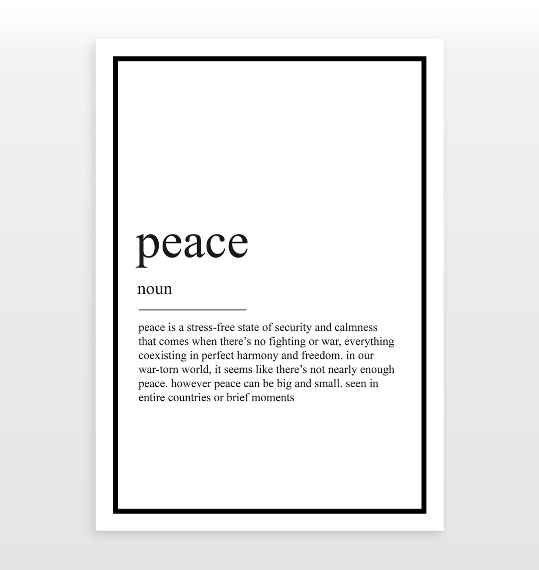 Peace - Definition Print - Etsy
