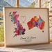 Personalised Map Print - Any Two Countries - Custom Map Art - Available ...